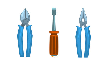 Electrician hand tool and equipment with pliers Vector Image
