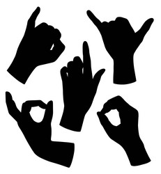 Human hand sign action black silhouette Royalty Free Vector