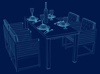 Wireframe formal table setting top view Royalty Free Vector