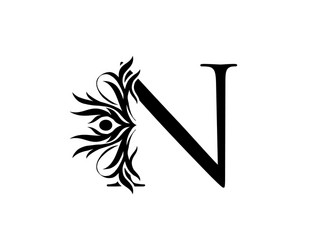 Elegant letter n graceful royal style Royalty Free Vector