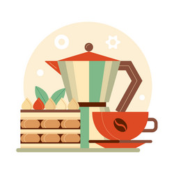 Cartoon coffee frame morning hot drink elements Vector Image