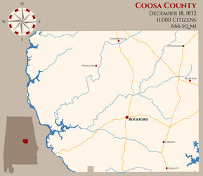 Map of coosa county in alabama usa Royalty Free Vector Image
