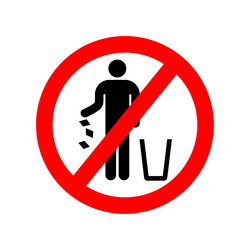 Do not litter in toilet sign red circle Royalty Free Vector