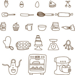 Cute baking doodles seamless pattern fun Vector Image