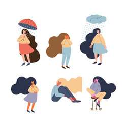Depressed ladies characters Royalty Free Vector Image