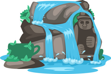 Rock stone sculptures tropical river Royalty Free Vector