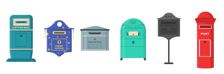 Set of retro mailbox post box postal letterbox Vector Image