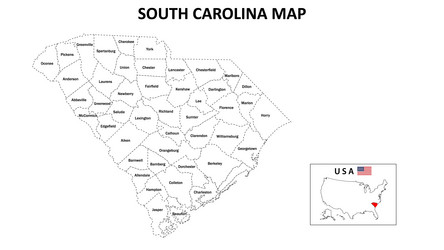 South carolina map district Royalty Free Vector Image