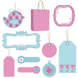 Sticky labels set for baby name cute cartoon Vector Image