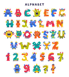 Monster alphabet with cute abc capital letters and
