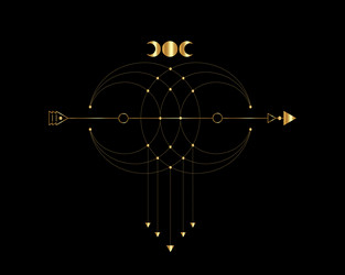 Sacred geometry mystical arrow and crescent moon Vector Image