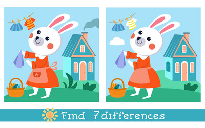 Find 7 differences educational puzzle game Vector Image