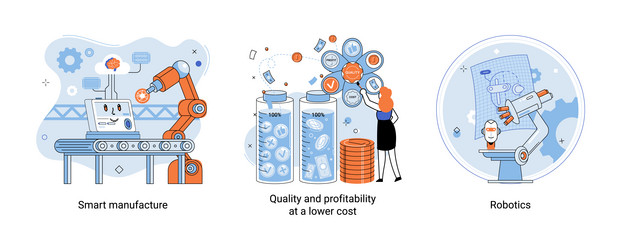 Smart manufacture metaphor with automated Vector Image
