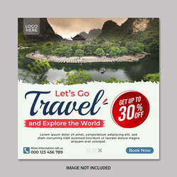 Travel post social media post template Royalty Free Vector