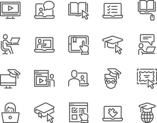 Line computer components icons Royalty Free Vector Image