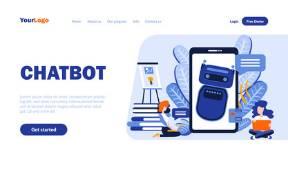 Chatbot service landing page template ai Vector Image