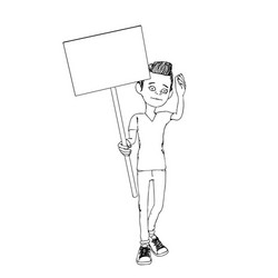 Cartoon character boy showing blank board Vector Image