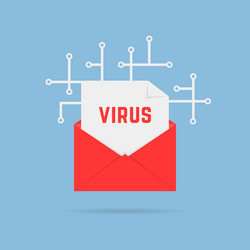 Warning of malware attack virus detected skull Vector Image