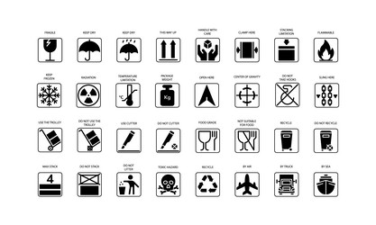 Packaging symbols set on white background Vector Image