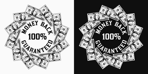 Circular money frame with folded 100 dollar bills Vector Image