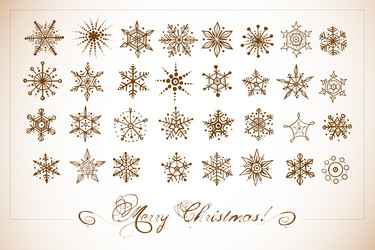 Collection of hand drawn white doodle snowflakes Vector Image