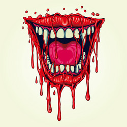 Vampire Teeth With Blood Cartoon
