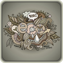 Eco hand lettering and doodles elements Royalty Free Vector