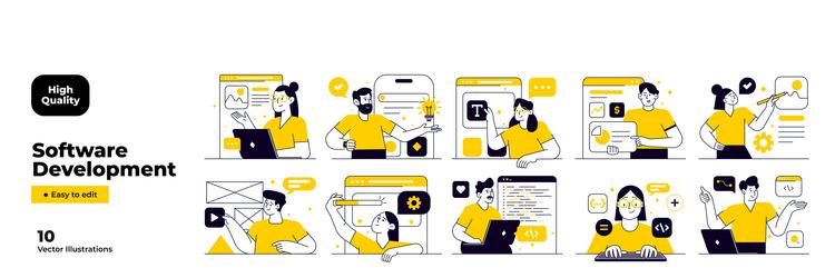 Programming software concept with character Vector Image