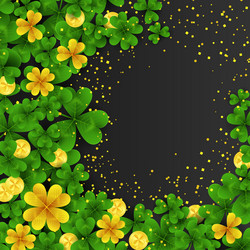 Saint patrick s day border with green four Vector Image