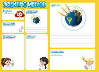 Science method worksheet for children Royalty Free Vector