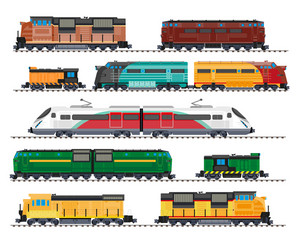 Modern diesel locomotives side view Royalty Free Vector