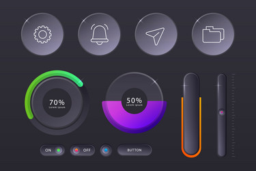 Gradient glassmorphism elements set Royalty Free Vector