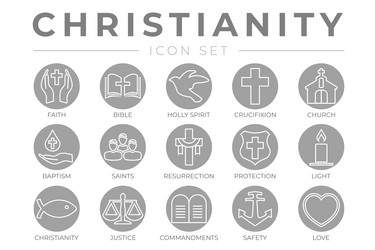 Round christianity icon set with faith bible Vector Image