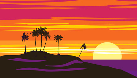 Sunset beach Royalty Free Vector Image - VectorStock