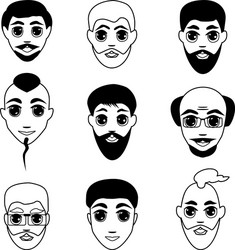 Men faces set Royalty Free Vector Image - VectorStock