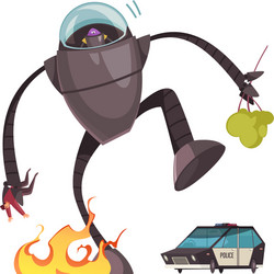 War with alien robots cartoon concept Royalty Free Vector