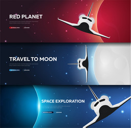 Set of banners space shuttle Royalty Free Vector Image