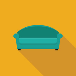 Soft sofa icon flat home interior Royalty Free Vector Image