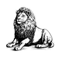 Lion drawing isolated hand drawn engraved style Vector Image