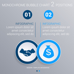 Monochrome blue bubbles chart infographics for 5 Vector Image