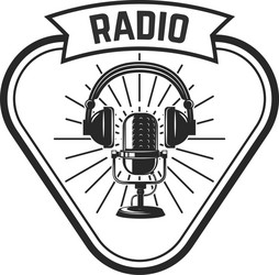 Music radio emblem template with retro style Vector Image