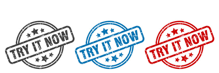 Try now round red grunge stamp Royalty Free Vector Image