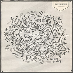 Eco hand lettering and doodles elements Royalty Free Vector