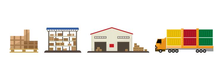 Warehouse delivery and logistics with transport Vector Image