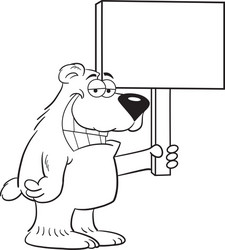 Cartoon bear holding a sign Royalty Free Vector Image