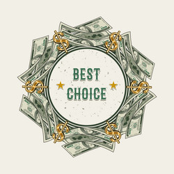 Circular color money frame with us dollar bills Vector Image