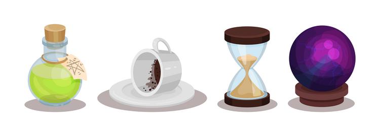 Magic and wizardry objects elements set Royalty Free Vector