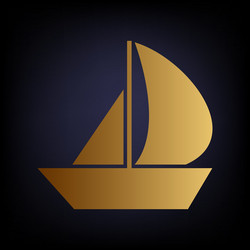 Golden boat logo icon Royalty Free Vector Image