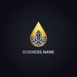 Droplet eco leaf nature gold logo Royalty Free Vector Image