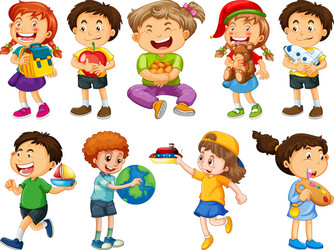 Cartoon of kids at different Royalty Free Vector Image